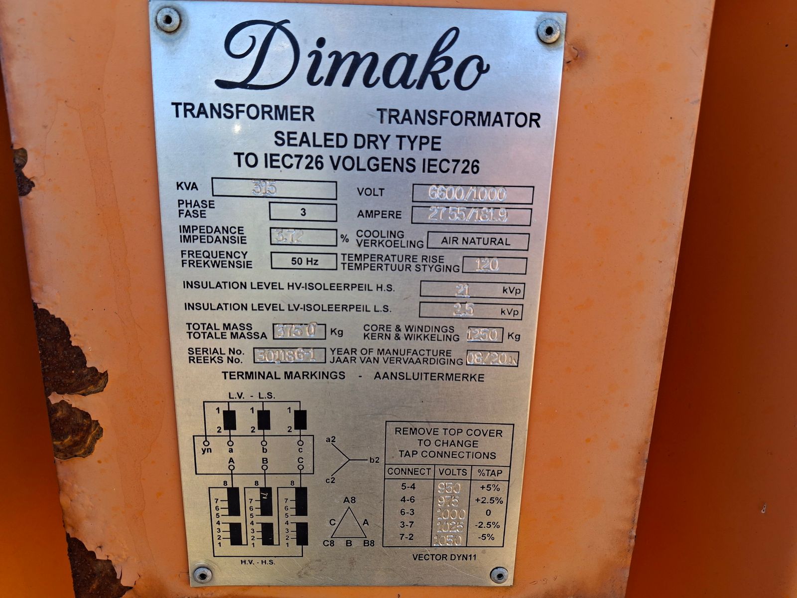 2020 DIMAKO TRANSFORMER (315KVA, 6600V) | Aucor